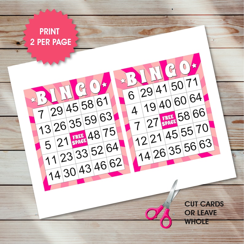 300 Retro Style Pink Bingo Cards, 1, 2, or 4 per Page, Fun Party Game ...