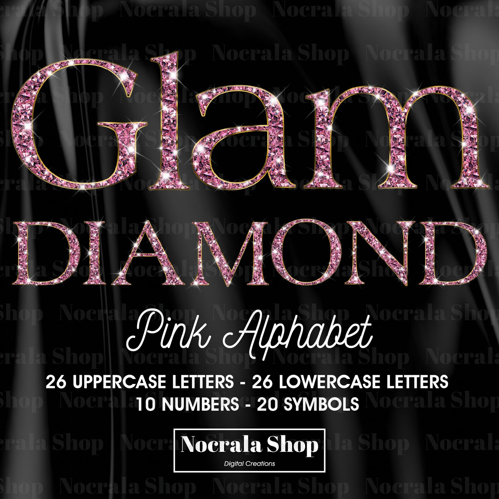 Pink Diamond Alphabet Clipart, Glam Letters, Numbers, Symbols (PNG ...