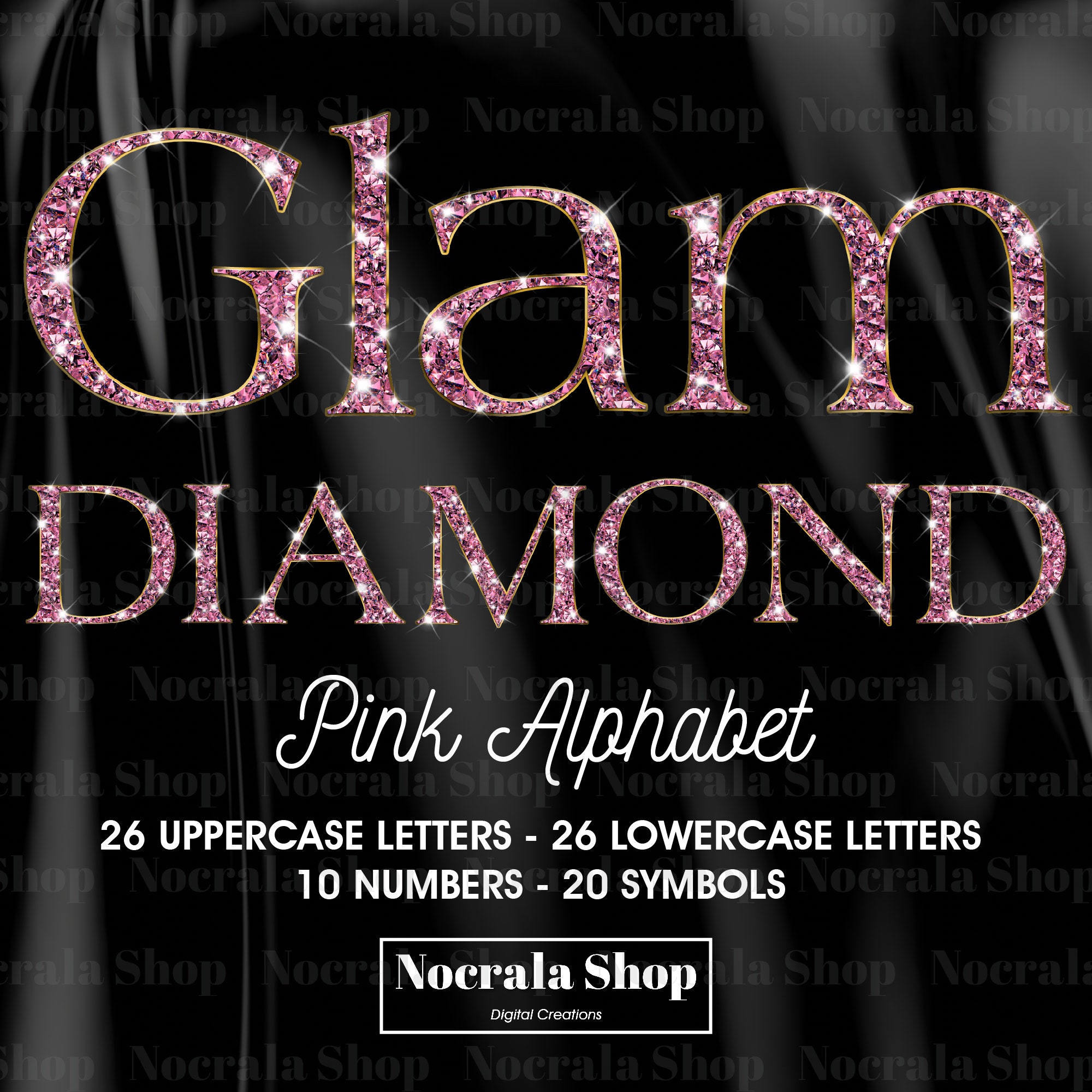Pink Diamond Alphabet Clipart, PNG Digital Clip Art, Pink Diamond ...