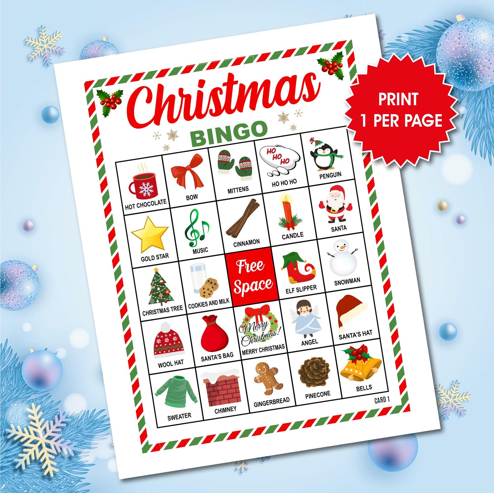 Christmas Bingo Game, 60 Unique Cards, Holiday Party (PDF) - Etsy
