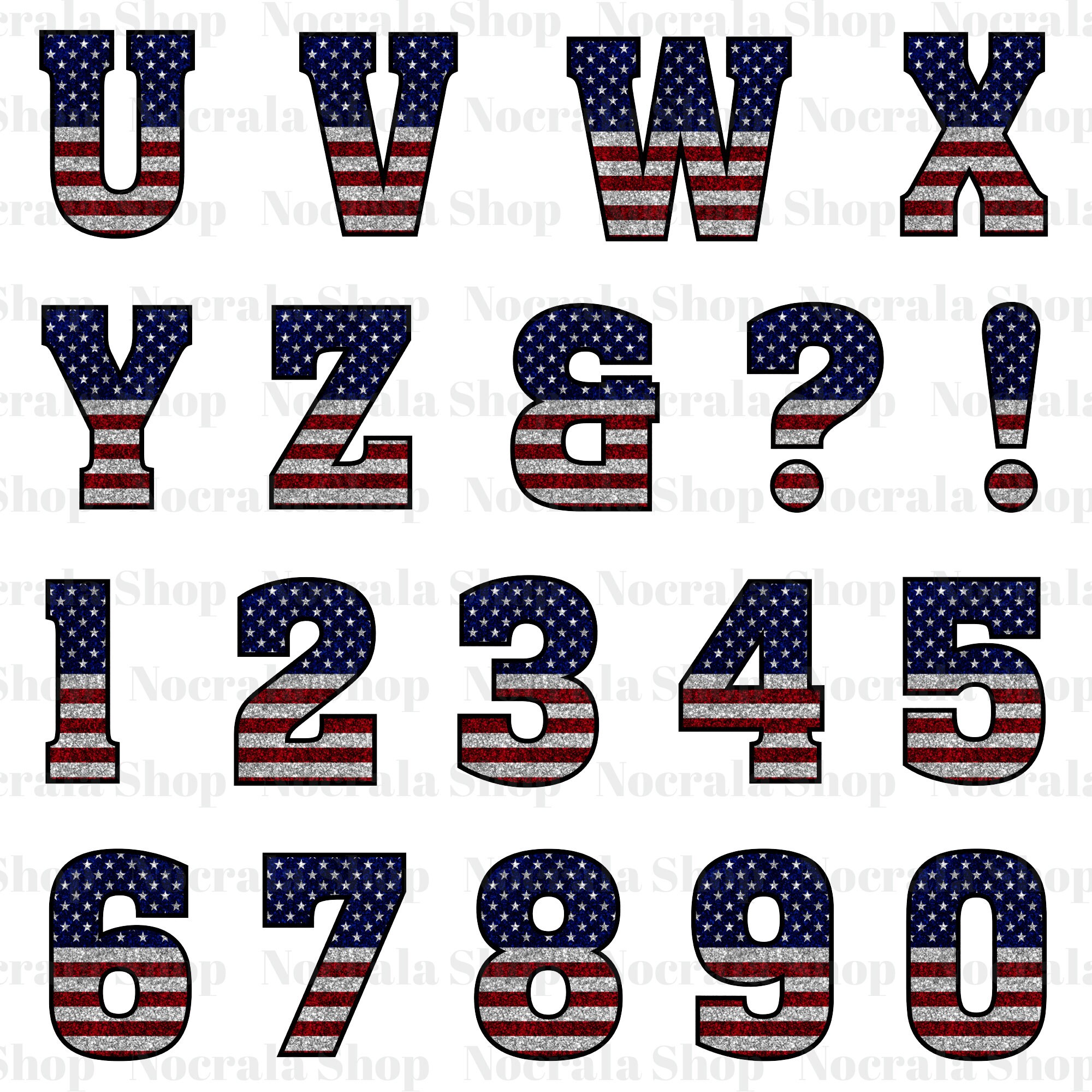 American Glitter Alphabet Clipart, PNG Digital Clip Art, American ...