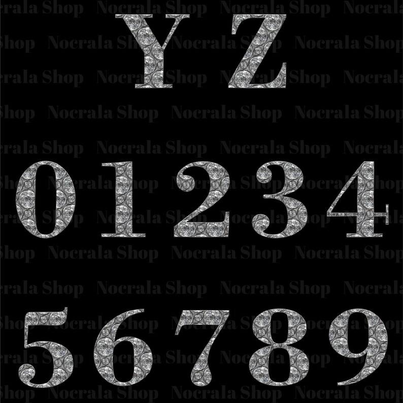 Silver Diamond Alphabet Clipart, PNG Digital Clip Art, Silver Diamond ...