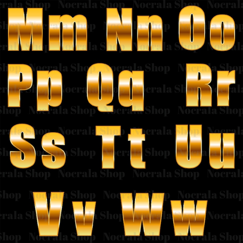 Gold Metallic Alphabet Clipart, Gold Foil Alphabet PNG, Gold Digital ...