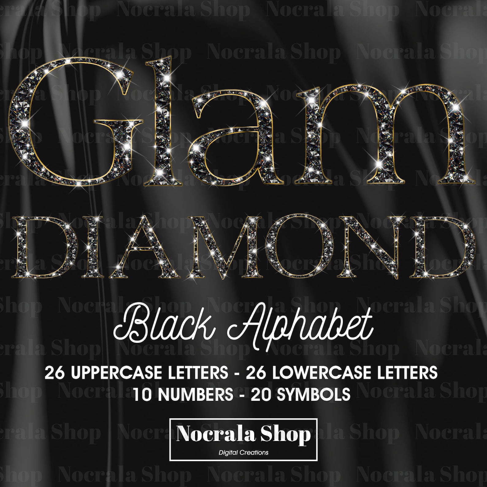 Black Diamond Alphabet Clipart, PNG Digital Clip Art, Black Diamond ...