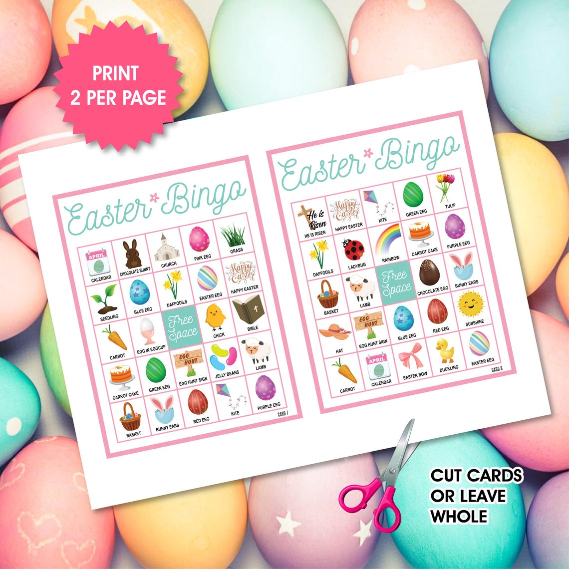 60 Easter Bingo Cards, Easter Party Game, Easter Activity for Kids ...
