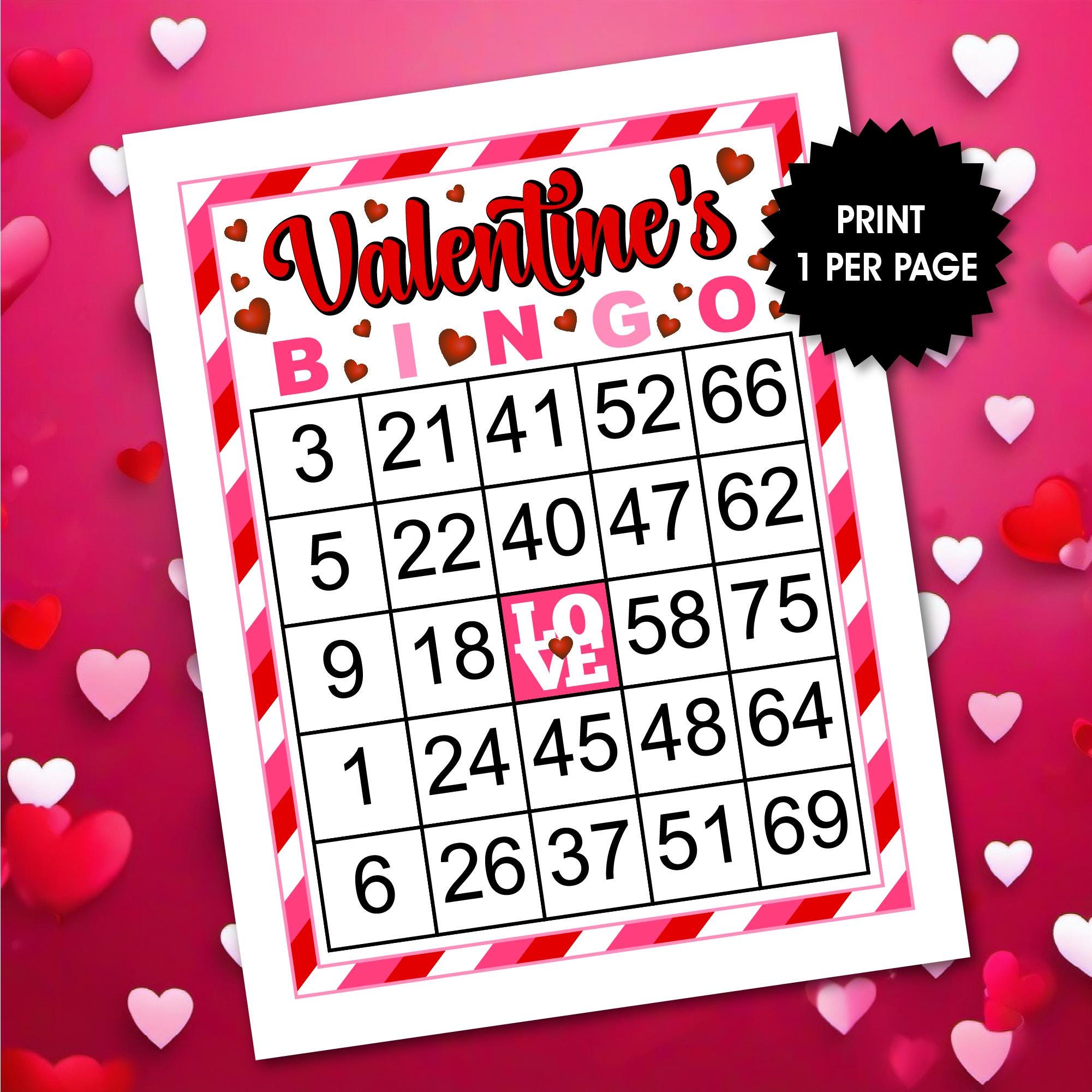 Valentine's Bingo Game, 300 Cards, Party Activity (PDF Download) - Etsy