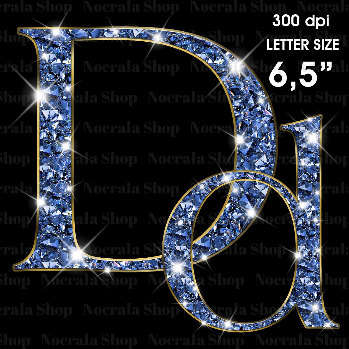 Blue Diamond Alphabet Clipart PNG Digital Clip Art Blue - Etsy
