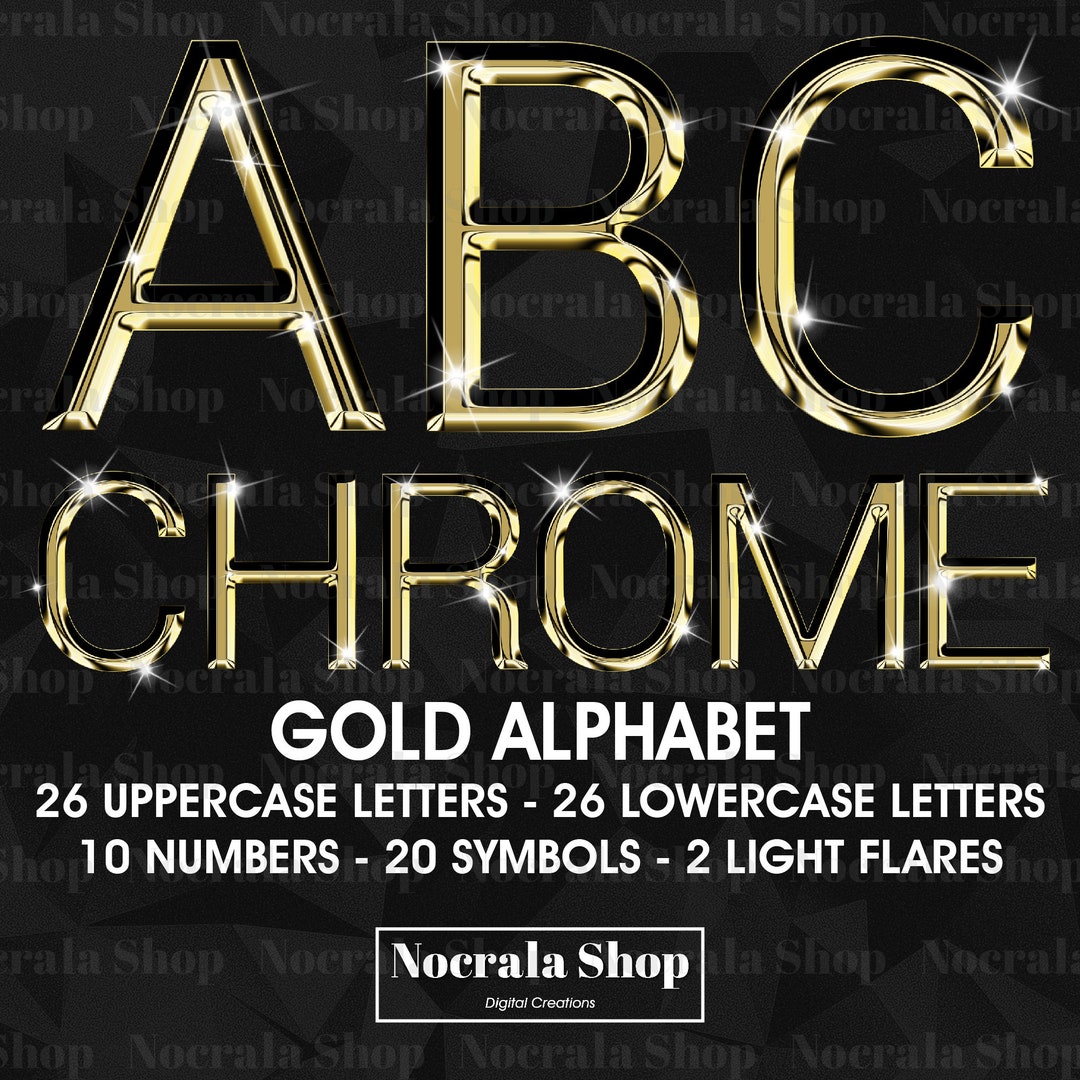 Gold Chrome Alphabet Clipart, PNG Clip Art, Gold Chrome Letters ...