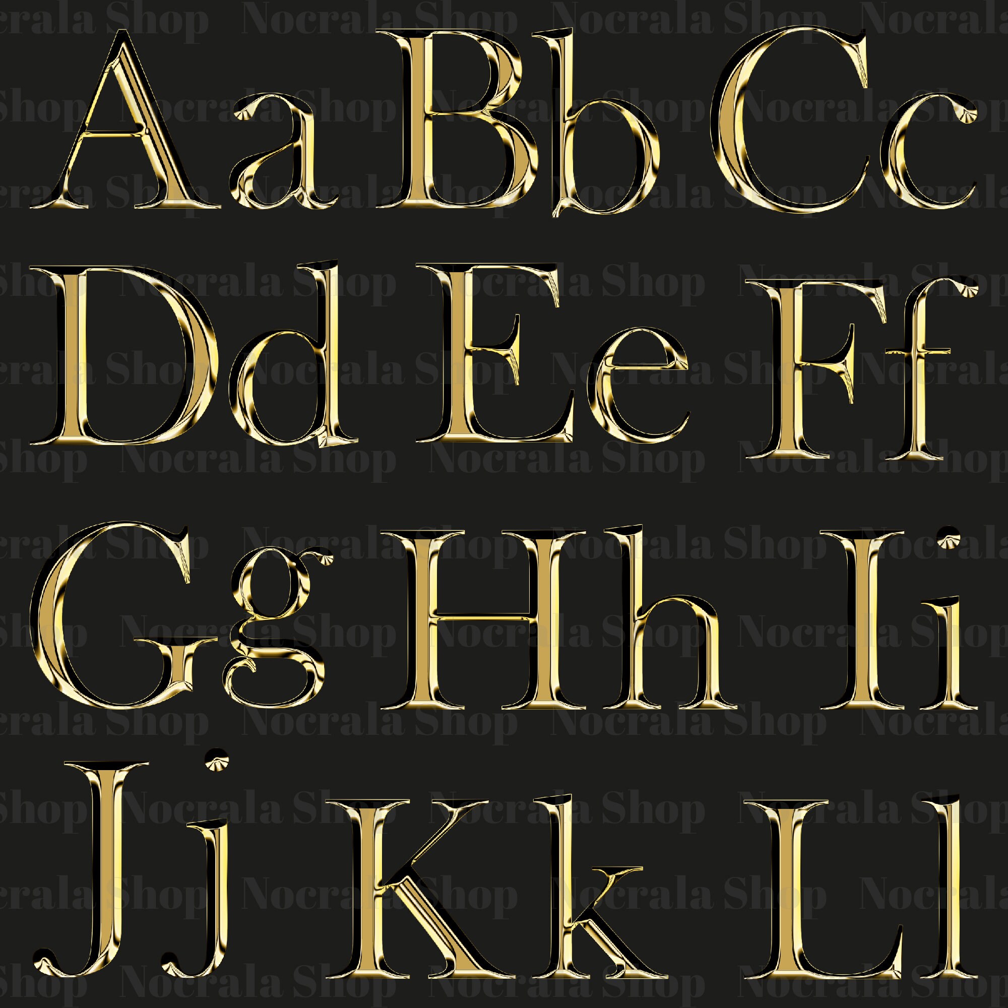 Gold Chrome Alphabet Clipart, PNG Clip Art, Gold Chrome Letters ...