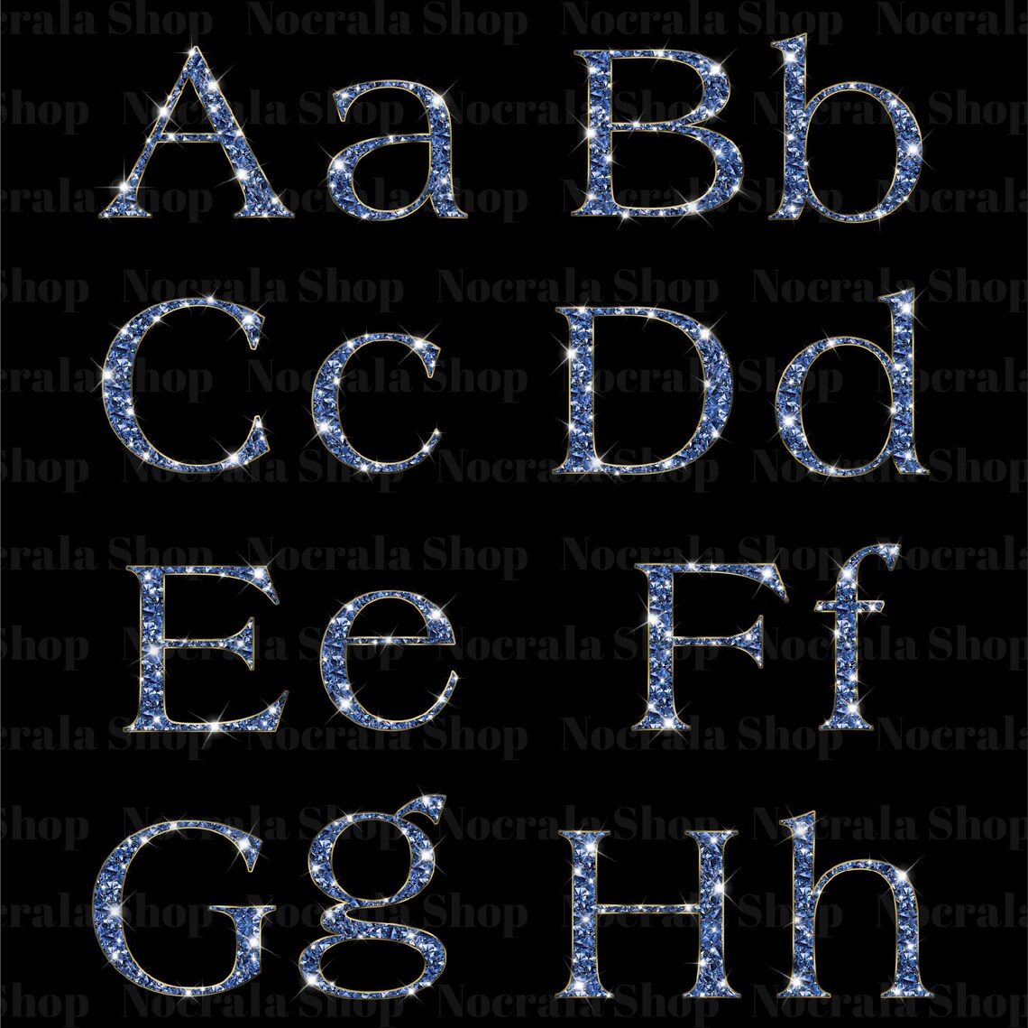 Blue Diamond Alphabet Clipart PNG Digital Clip Art Blue - Etsy