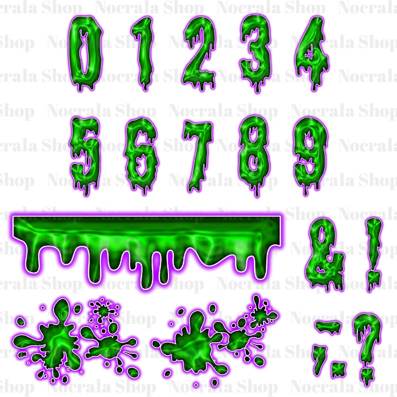 Green Slime Horror Alphabet Clipart, Dripping Letters (PNG Digital ...