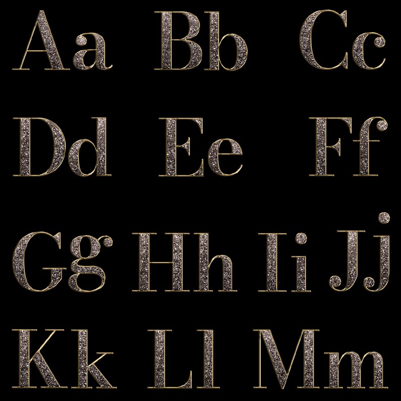 Silver Glitter Alphabet Clipart, Glam Letters and Numbers (digital ...