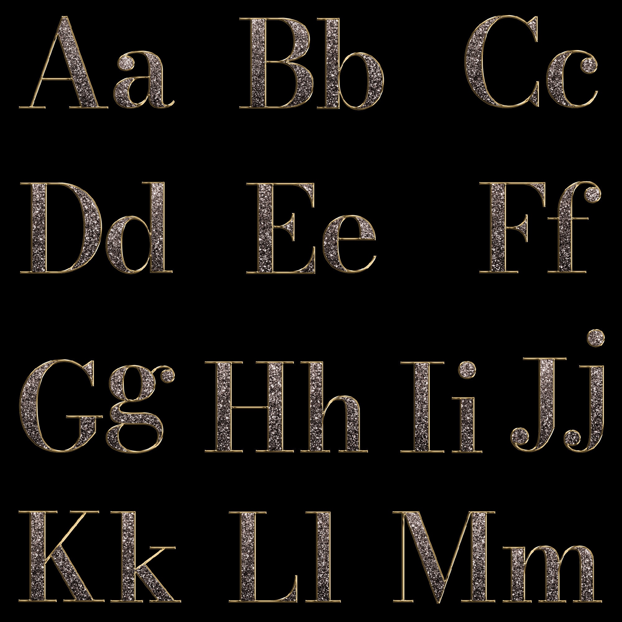 Silver Glitter Glam Alphabet Clipart, PNG Clipart, Bling Alphabet ...