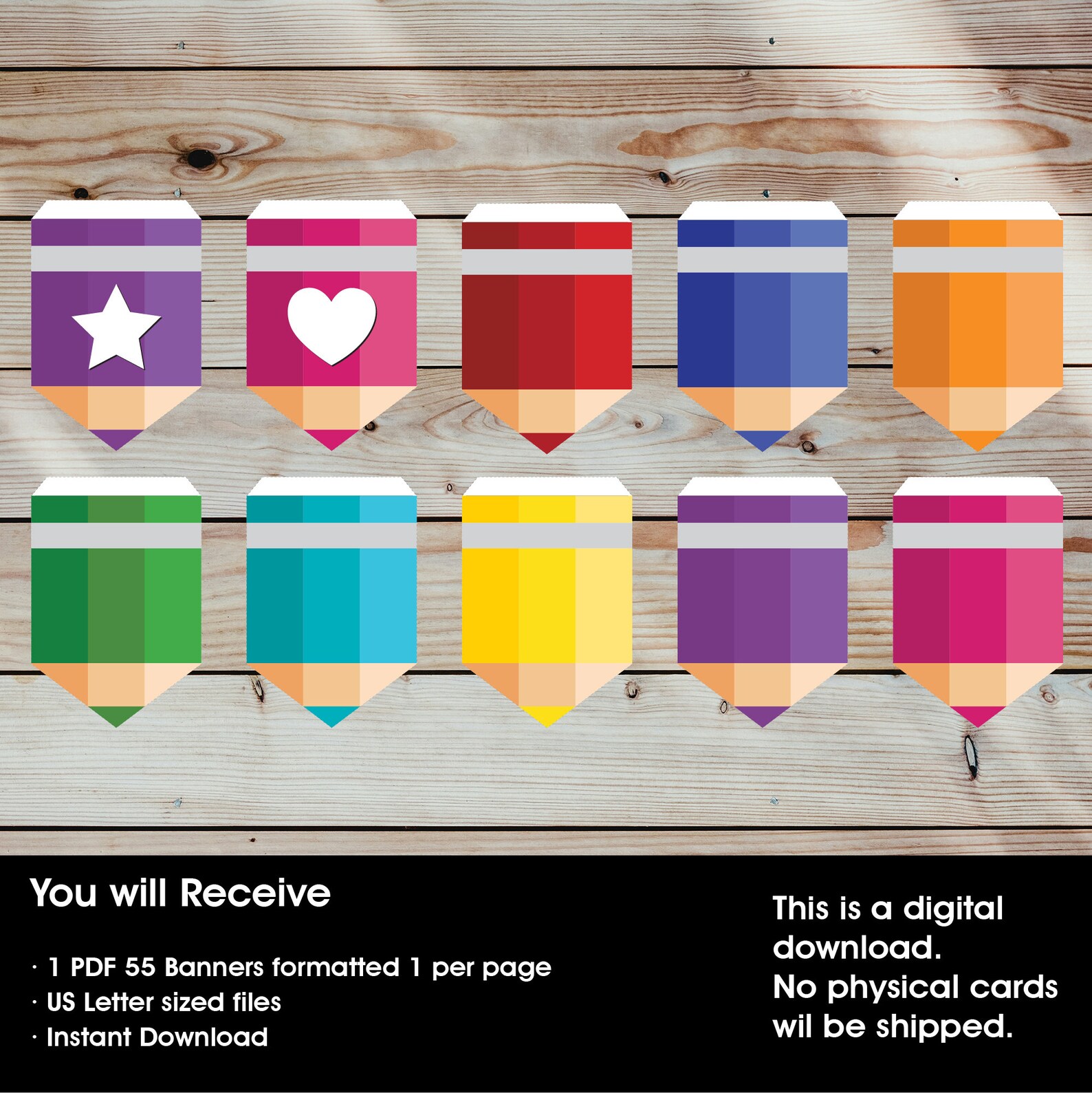 Pencil Printable PDF Banner, Classroom Banner, Colorful Classroom Decor ...