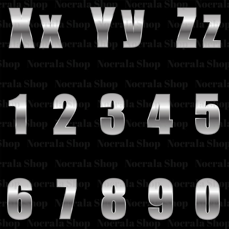 Silver Metallic Alphabet Clipart, Digital Font PNG (PNG File) - Etsy