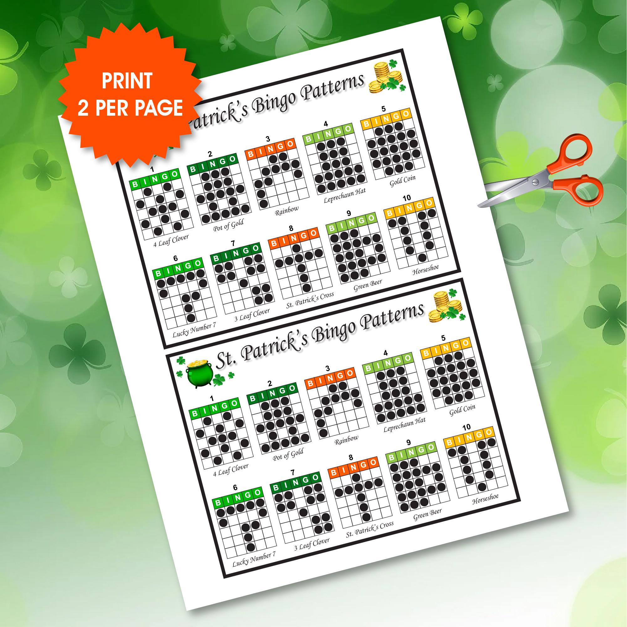 10 St. Patrick's Bingo Patterns, Printable Bingo Game, Bingo Tournament ...