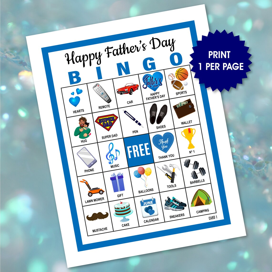 40 Happy Father's Day Bingo Cards, 1 or 2 per Page, Fun Party Game ...