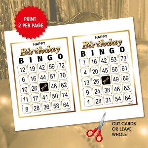 100 Happy Birthday Bingo Cards, 1,2 or 4 per Page, Fun Party Game ...