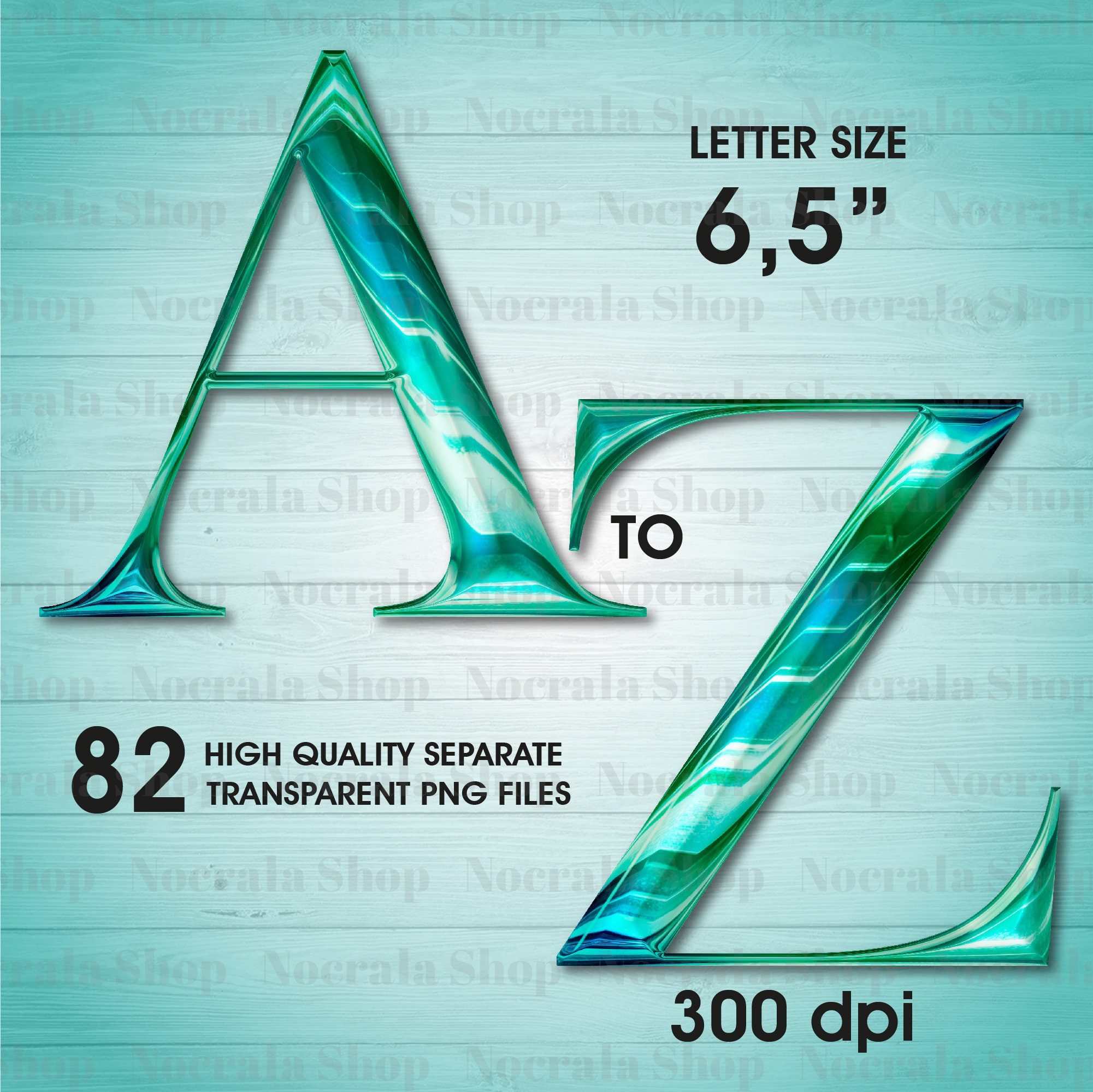 Green Metallic Alphabet Clipart PNG Clip Art Green Chrome - Etsy