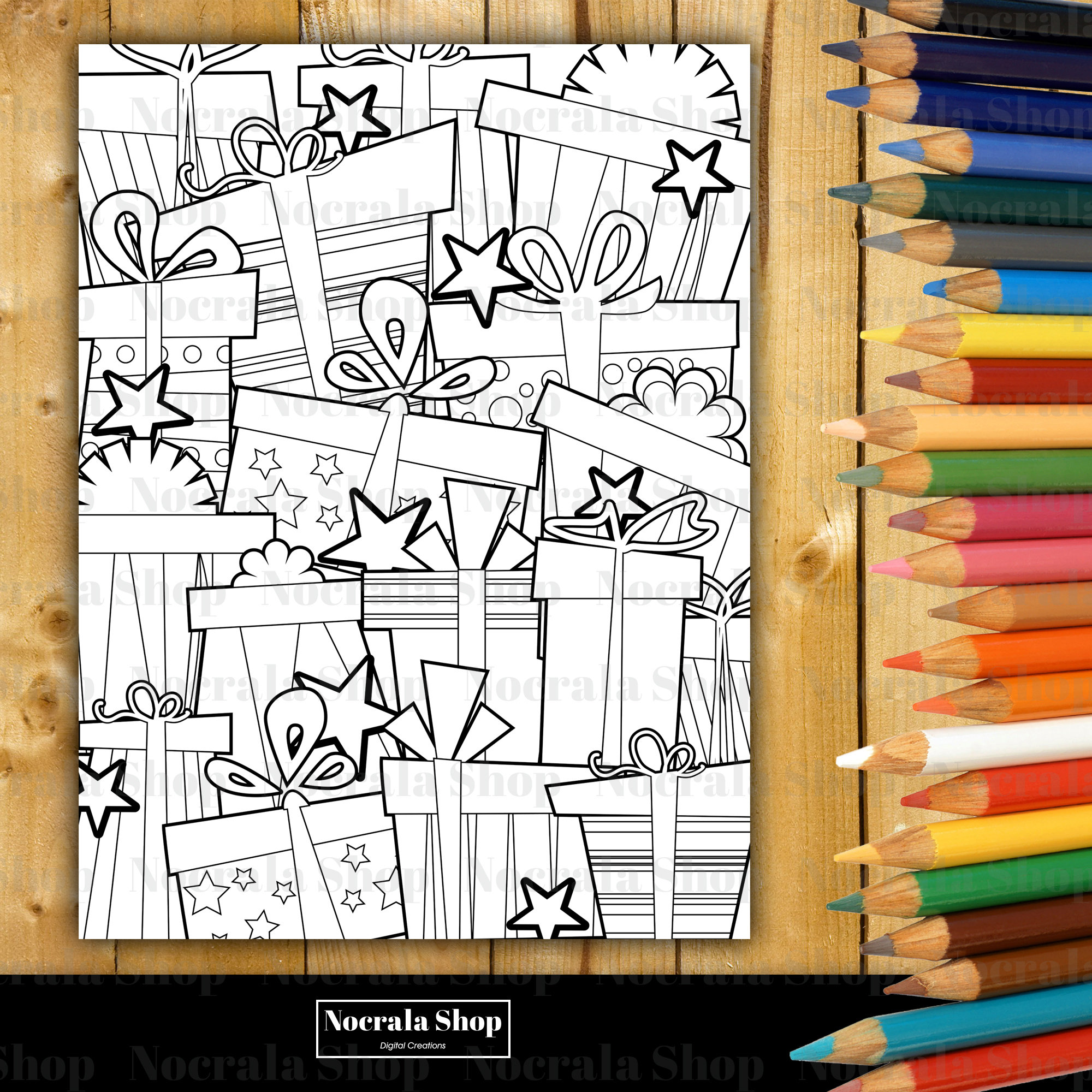 5 Giant Coloring Christmas Posters, Coloring Poster, Holiday Coloring ...