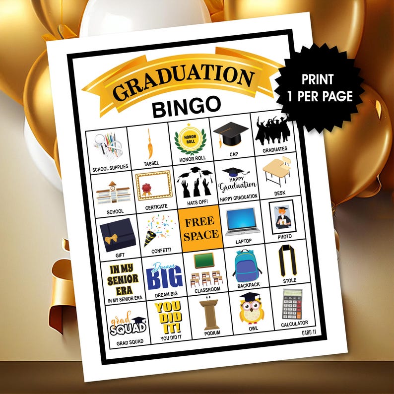 Graduation Bingo Game, 30 Unique Cards (PDF Download) - Etsy
