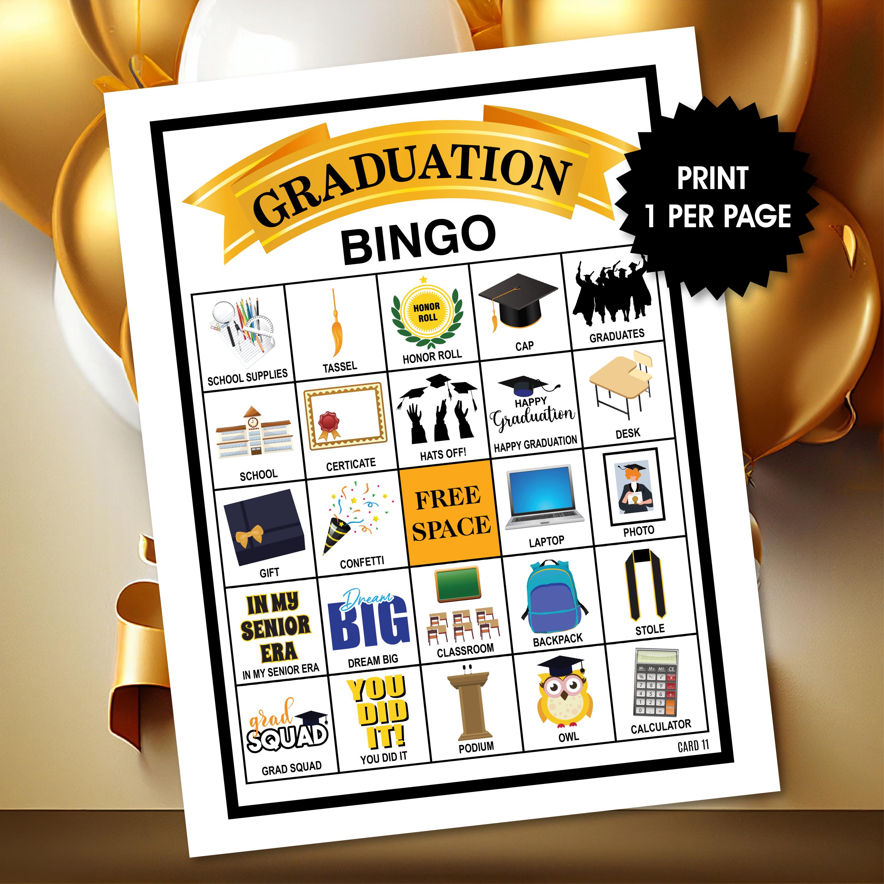30 Graduation Bingo Cards, College Grad Bingo, Download Graduation ...