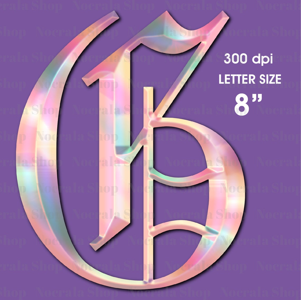 Holographic Gothic Alphabet Clipart, PNG Letters, Numbers (digital ...