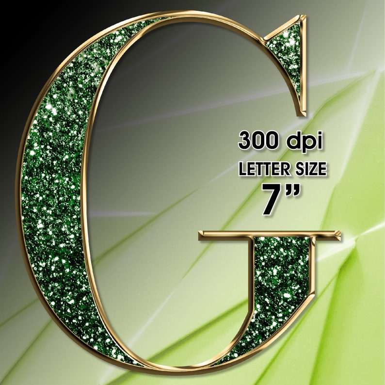 Green Glitter Glam Alphabet Clipart, PNG Clipart, Bling Alphabet ...
