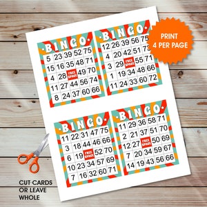 Retro Orange Bingo Cards, 70's Party Game (PDF Download) - Etsy