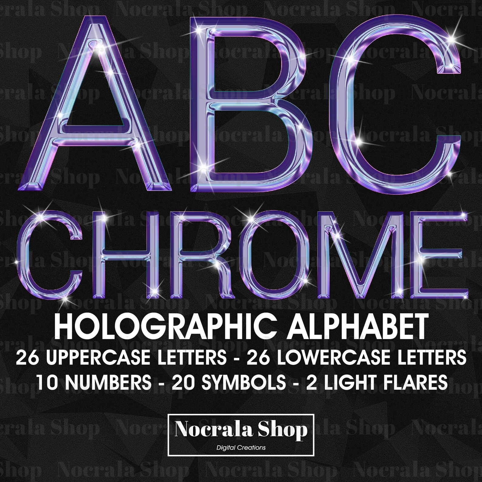 Holographic Chrome Alphabet Clipart, PNG Clip Art, Holographic Chrome ...
