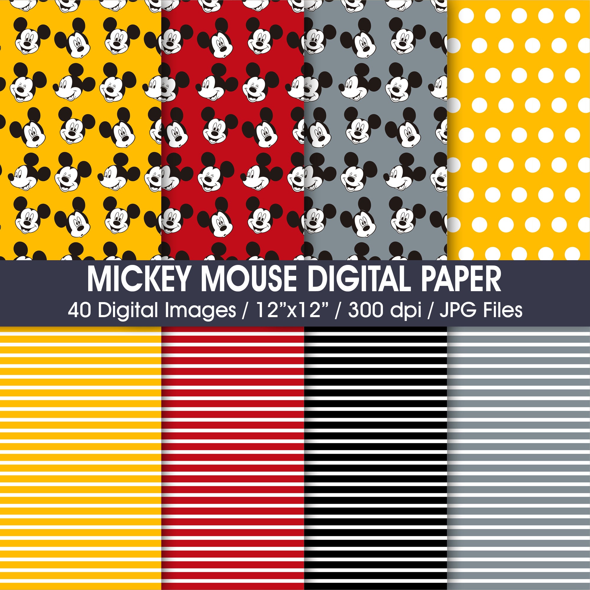 40 Mickey Magic World Digital Paper, Mickey Backgrounds, Instant ...