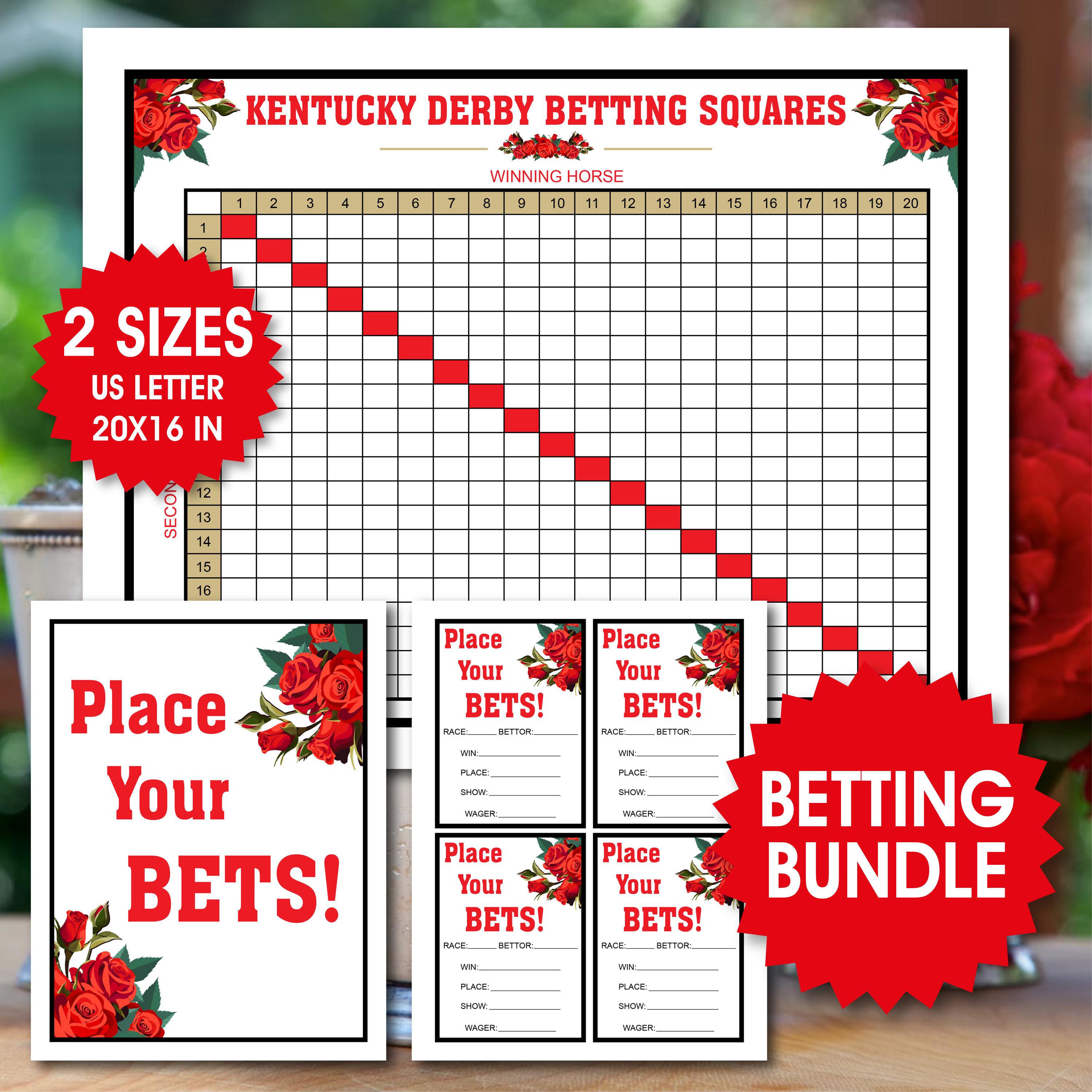 Kentucky Derby Betting Bundle, Derby Betting Squares, Betting Cards and ...