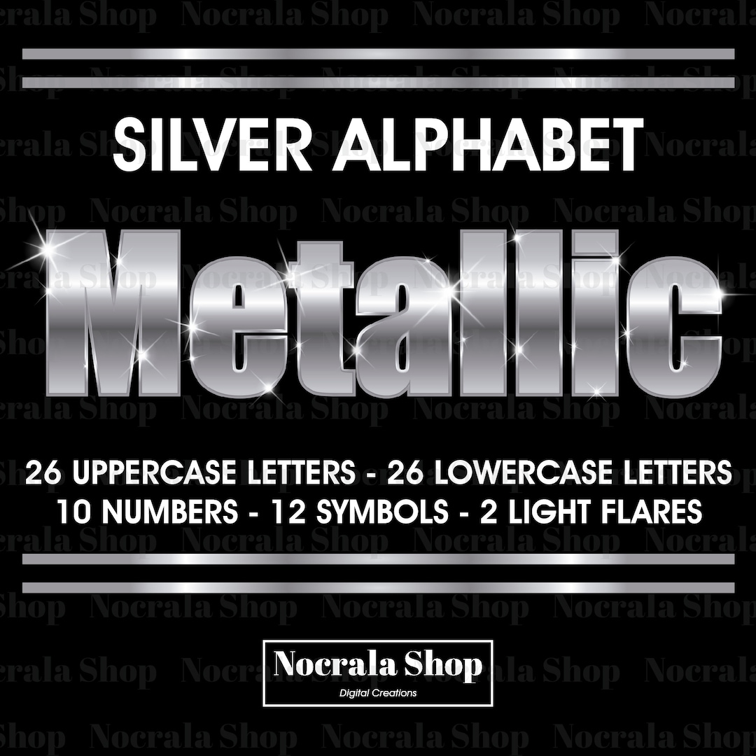 Silver Metallic Alphabet Clipart, Silver Foil Alphabet , Silver Digital ...