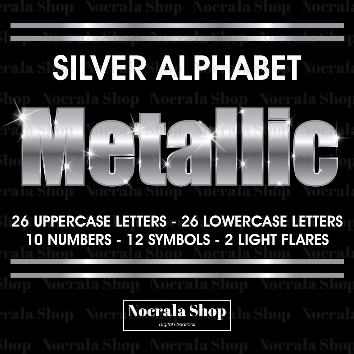 Silver Metallic Alphabet Clipart, Silver Foil Alphabet , Silver Digital ...