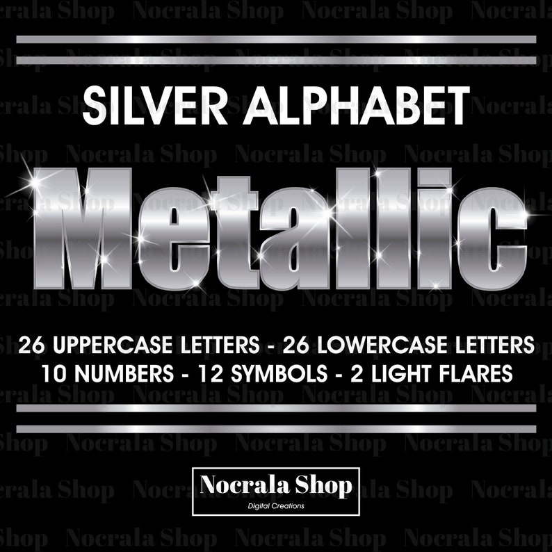 Silver Metallic Alphabet Clipart, Silver Foil Alphabet , Silver Digital ...