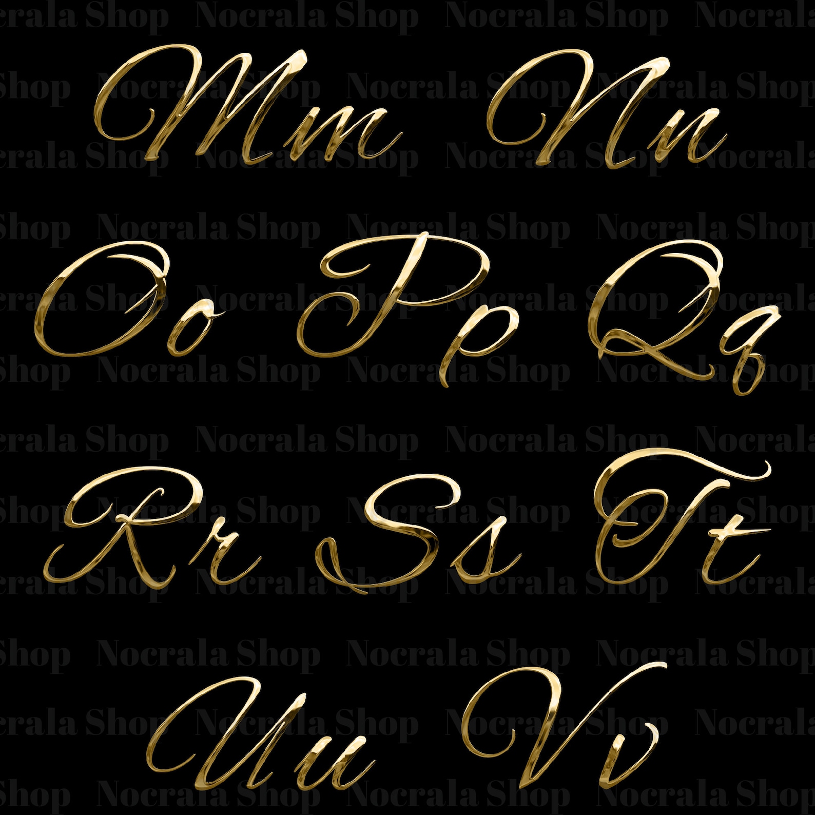 Gold Chrome Cursive Alphabet Clipart PNG Clip Art Gold - Etsy Canada
