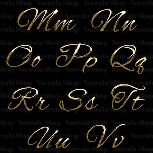 Gold Chrome Cursive Alphabet Clipart, PNG Clip Art, Gold Chrome Cursive ...