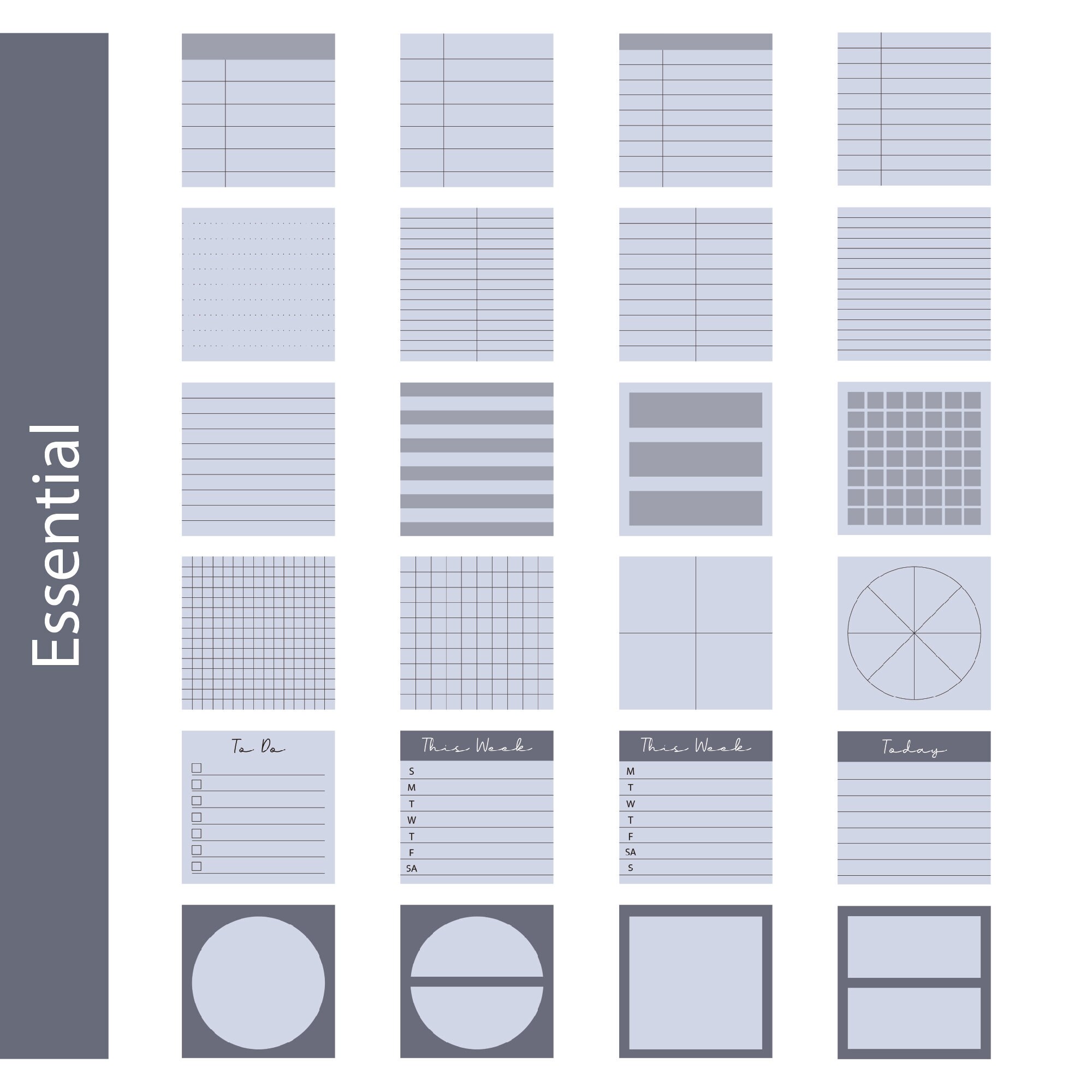144 Essential Sticky Notes Clipart With Lines, Grids, Circle, Squares ...