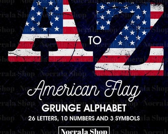 American Flag Alphabet Clipart, PNG Digital Clip Art, American Letters ...