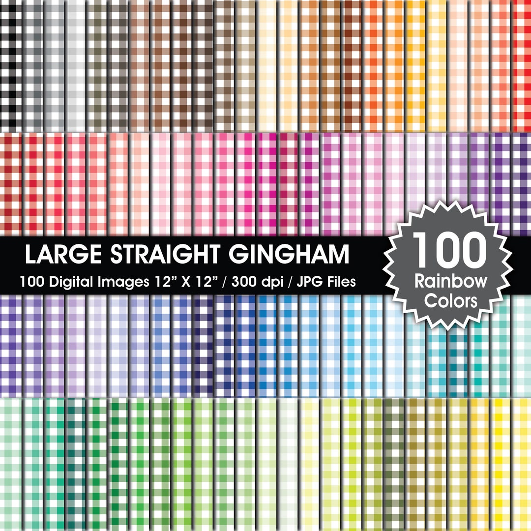 Rainbow Gingham Digital Paper, 100 Seamless Patterns (digital Download ...