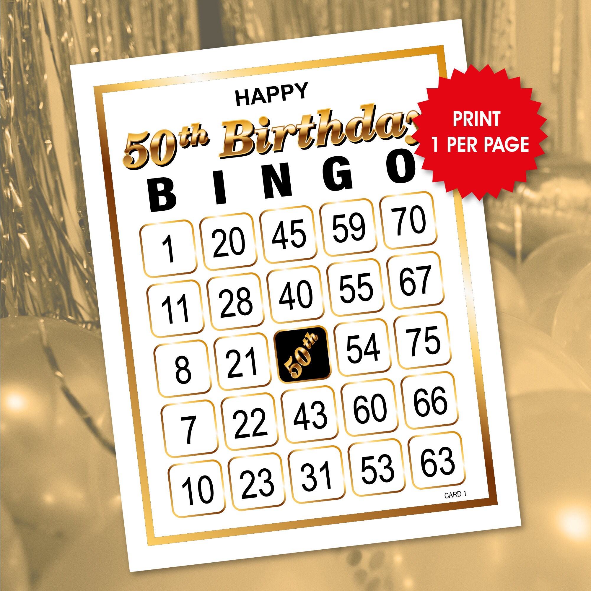 100 Happy 50th Birthday Bingo Cards, 1, 2 or 4 per Page, Fun Party Game, Birthday Activity ...