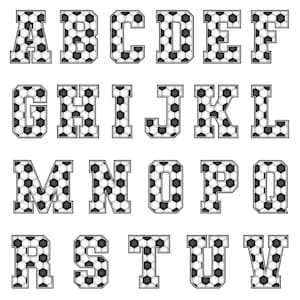 Soccer Alphabet Clipart, Sport Letters, Numbers, Symbols (PNG Digital ...
