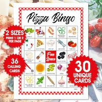 Pizza Bingo, Pizza Party Bingo, Pizza Party Game, Printable Bingo Game ...
