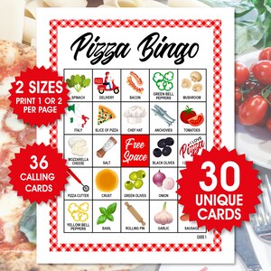 30 Pizza Bingo Cards, Pizza Bingo, Fun Pizza Party Game, Nurse Pizza ...