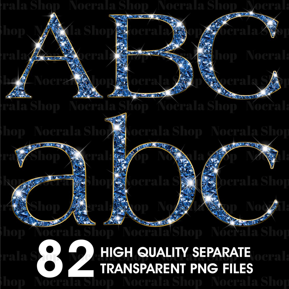 Blue Diamond Alphabet Clipart PNG Digital Clip Art Blue - Etsy