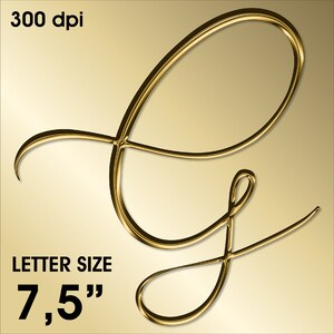Gold Chrome Cursive Alphabet Clipart, High Shine PNG Letters (digital ...