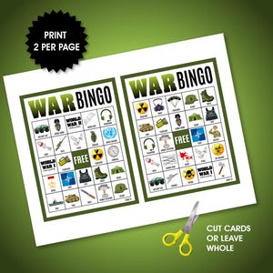 40 War Bingo Cards, 1 or 2 per Page, Memorial Day Bingo, Veteran's Day ...