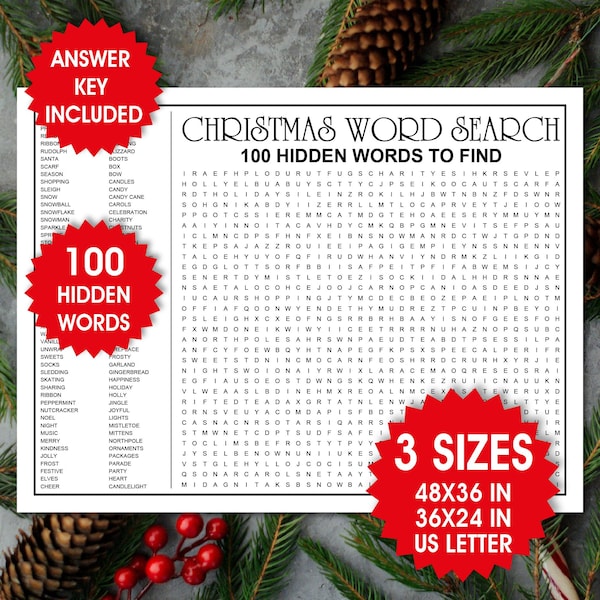 Giant Christmas Word Search - Etsy