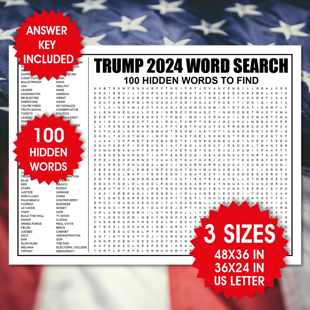 Giant Trump 2024 Word Search, Republican Party Game, Printable Word ...