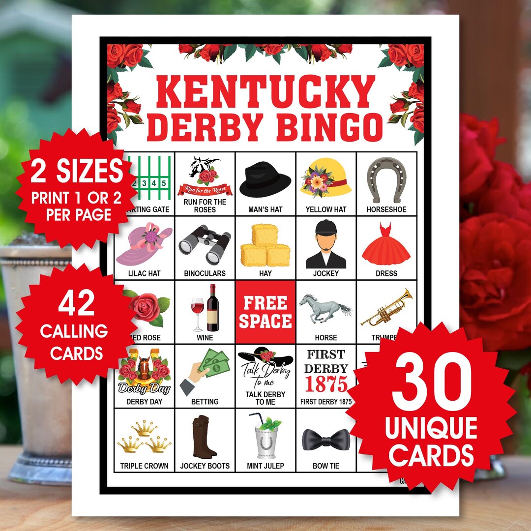 30 Kentucky Derby Bingo Cards, Kentucky Derby Party Game, Run for the ...